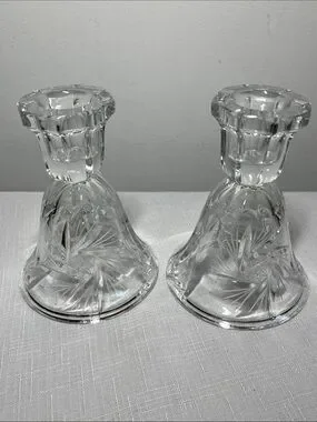 Crystal | Accents | Vintage Crystal Candle Holders Pinwheel Pattern ...